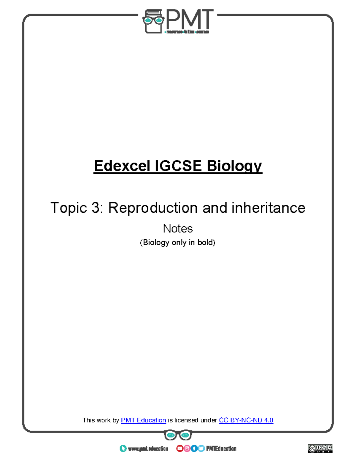 Detailed Notes on Reproduction & Inheritance (Edexcel IGCSE Biology ...