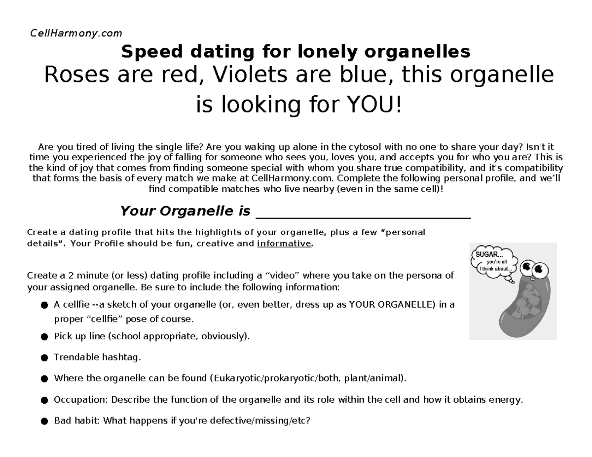 Organelle Speed Dating: Find Your Perfect Match! - Studocu