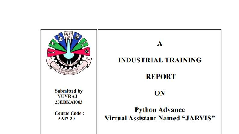 Industrial Training Report on Python Adv. Virtual Assistant (Course ...