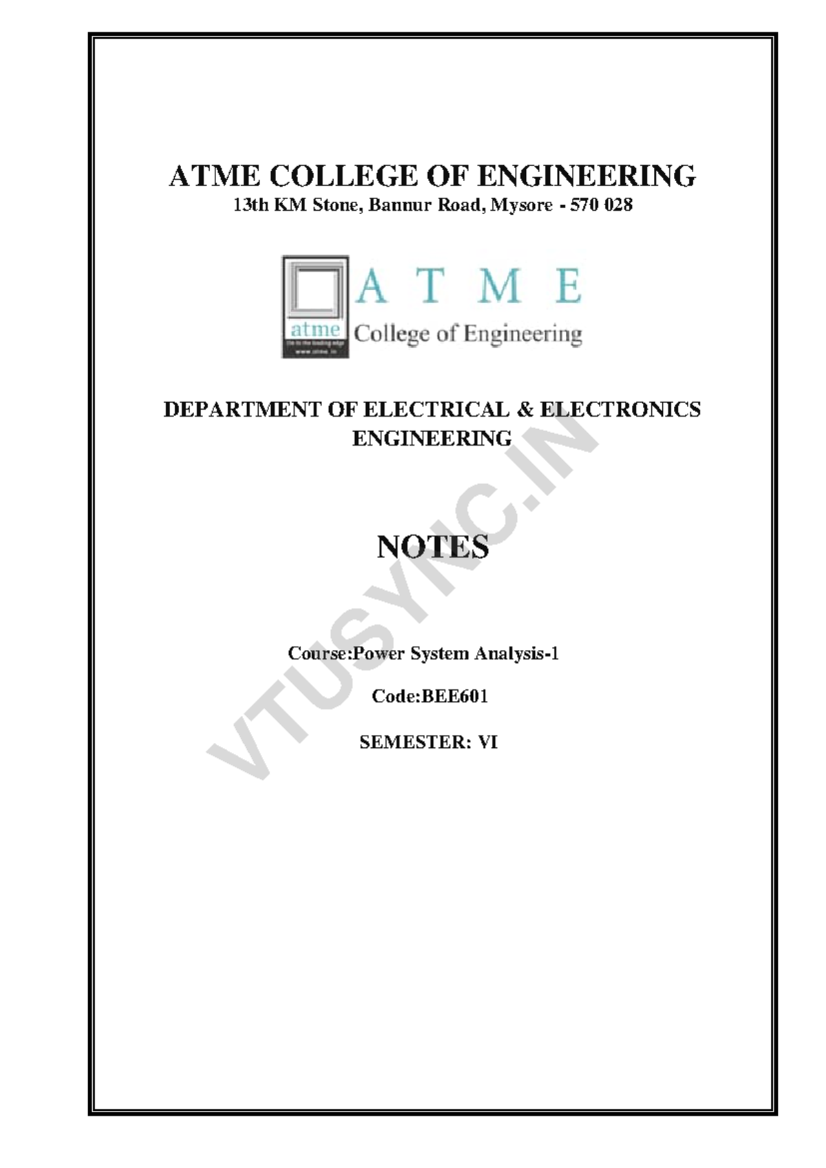 BEE601 - Power System Module 1 Notes for 6th Semester EEE Students ...
