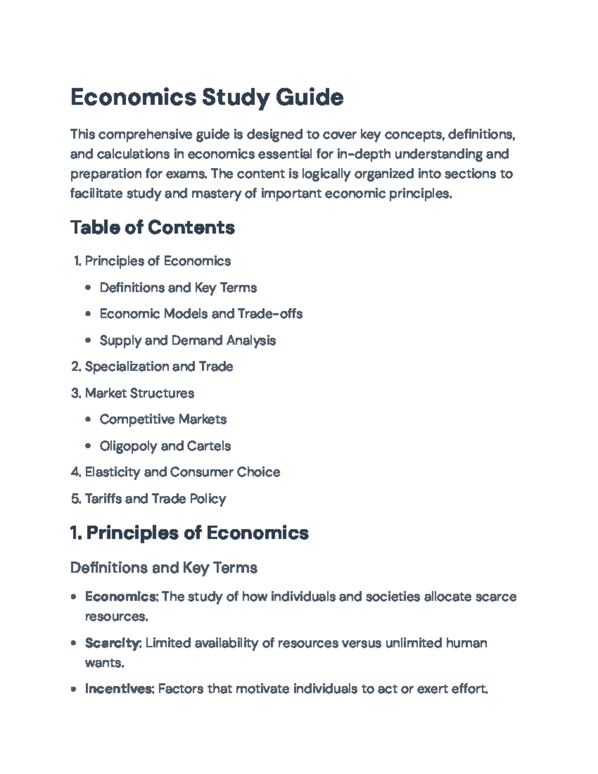 Economics Study Guide: Key Concepts and Principles for Exams ...