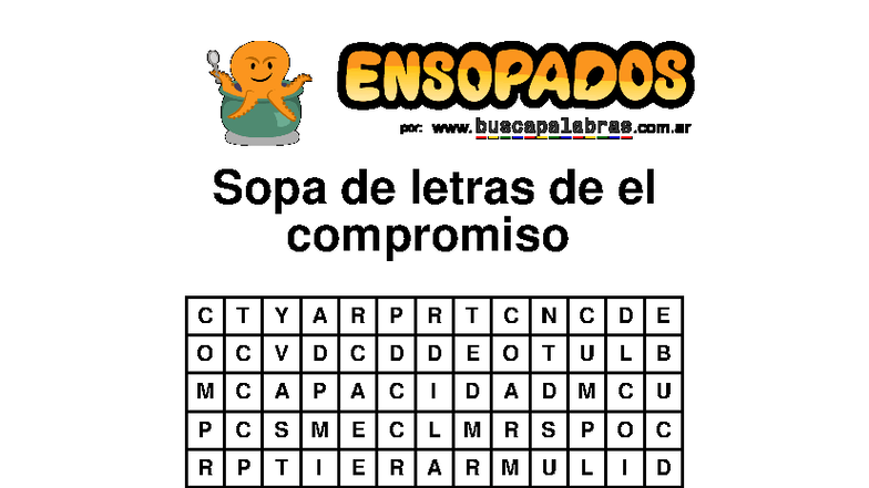 Sopa de Letras: Compromiso y Obligaciones C T Y A R P R T C N C D E O C ...