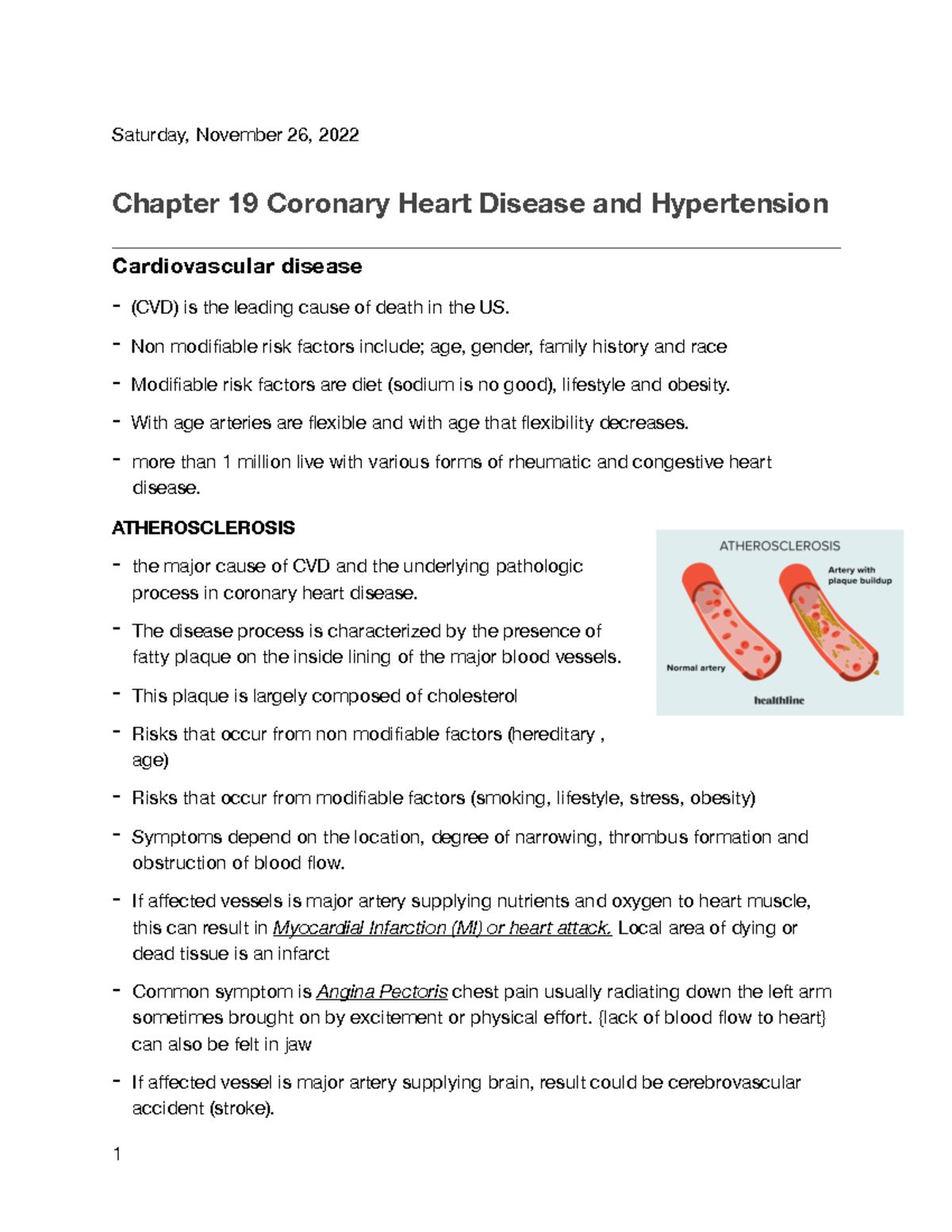 Nutrition CH 19: Coronary Heart Disease and Hypertension Overview - Studocu
