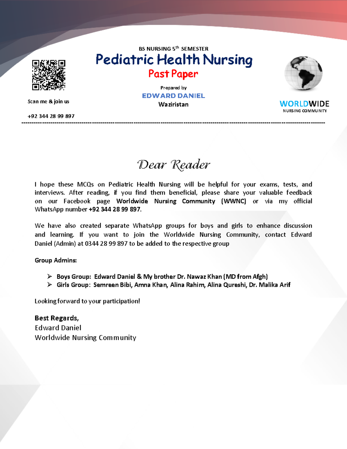 2024 BSN 5th Semester Pediatric Health Nursing Past Paper - Studocu