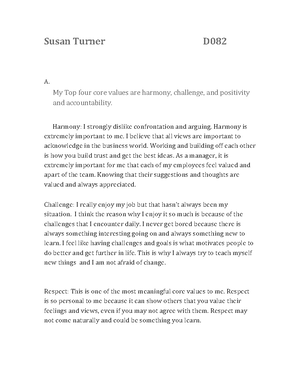 D266 task 2 - Task 3 - Susan Smith Turner D266 Task 2 A Also known as ...