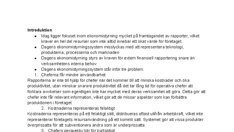 Ekonomistyrningens Utmaningar och Möjligheter: Johnson & Kaplan (1987 ...