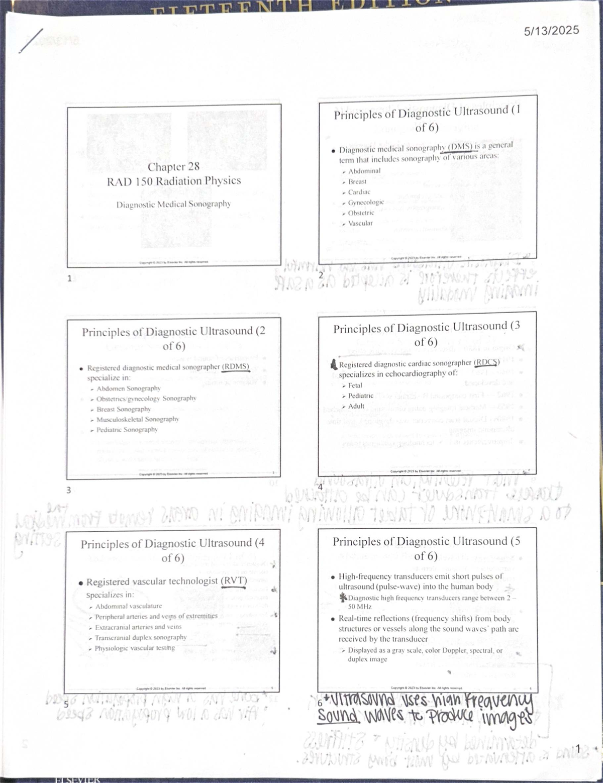 Final Exam Study Guide for RAD 150: Principles of Diagnostic Ultrasound ...