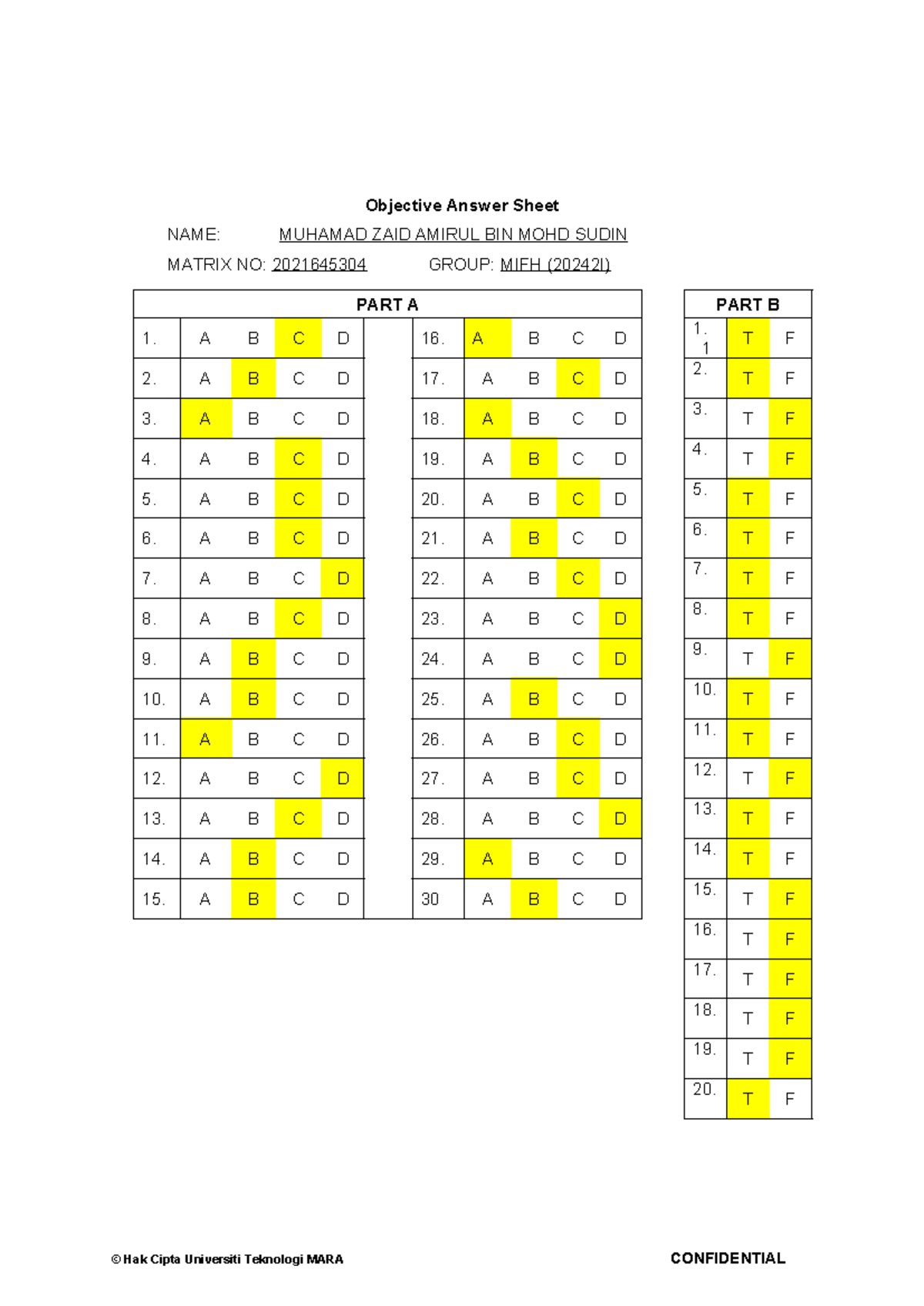 Answer Sheet Test INC410 ( Muhamad ZAID Amirul BIN MOHD Sudin ...