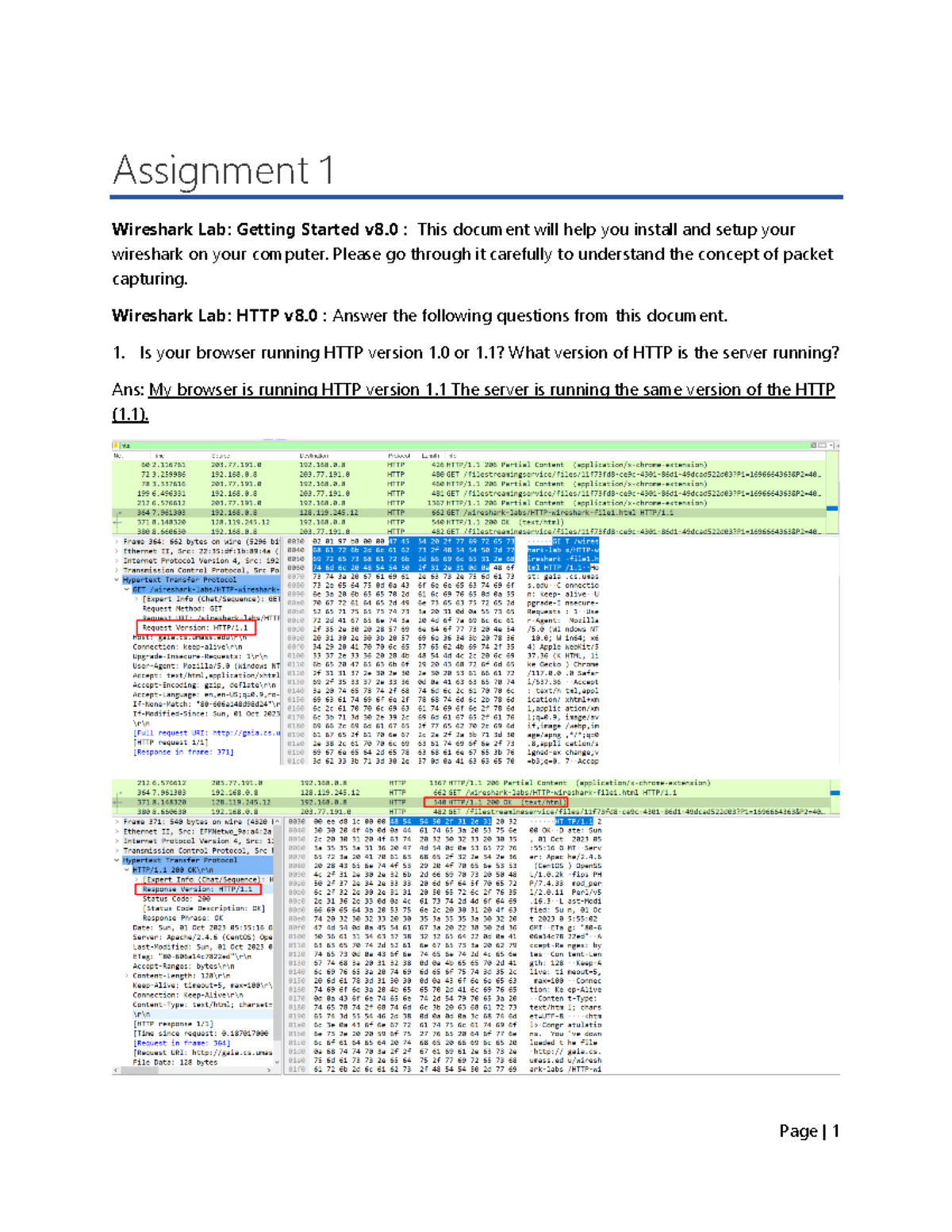 Wireshark Lab: Getting Started, HTTP & DNS - Assignment 1 Guide - Studocu