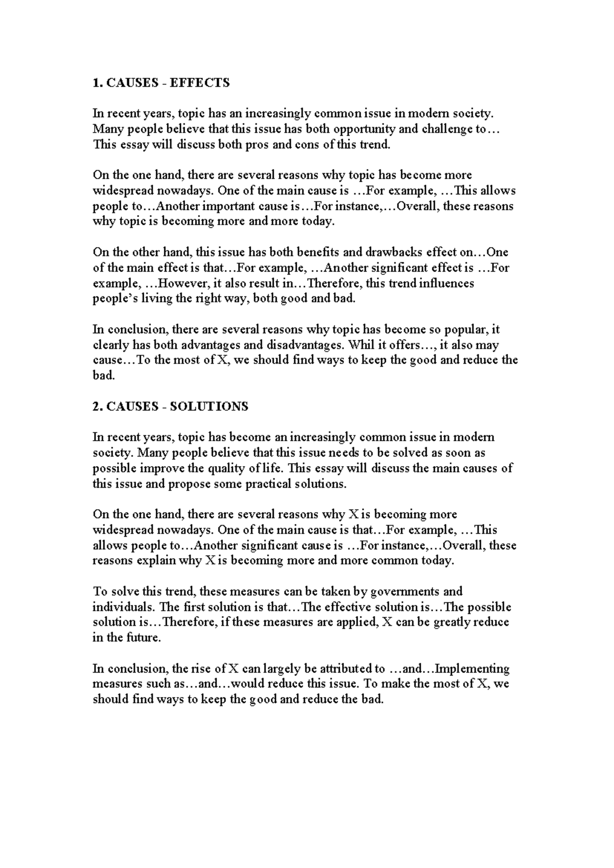 CAUSES & SOLUTIONS: Template for Essay Writing (Part 2) - Studocu