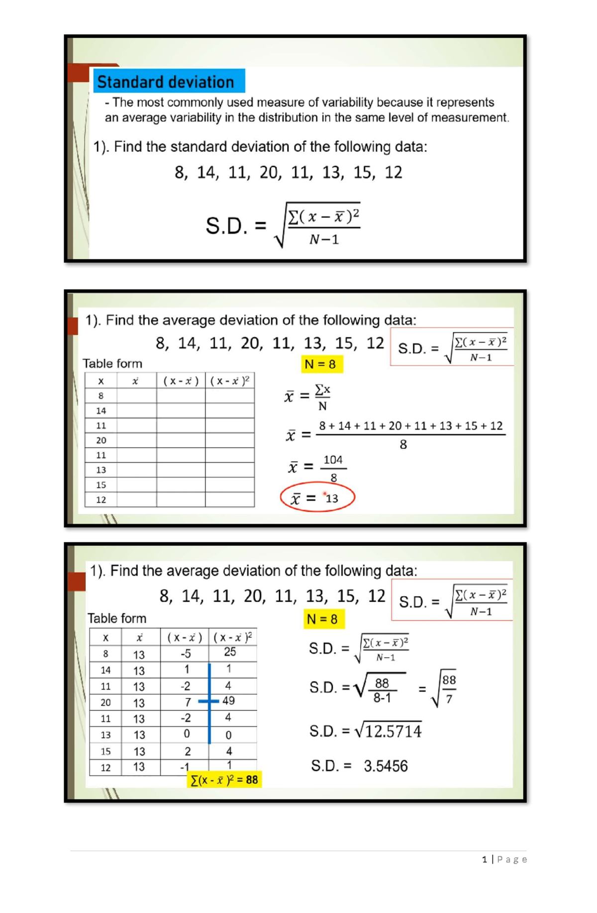 Mathematics Lesson 2: Standard Deviation & Variance Calculations - Studocu