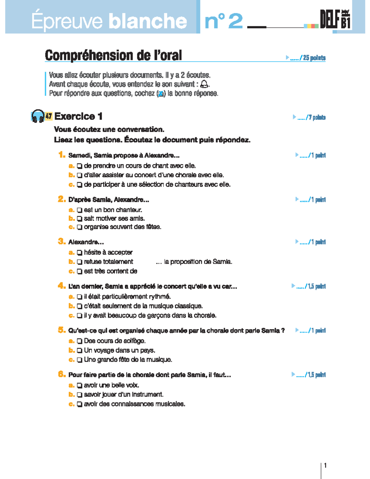 Épreuve blanche DELF B1 : Compréhension orale et écrite - Studocu