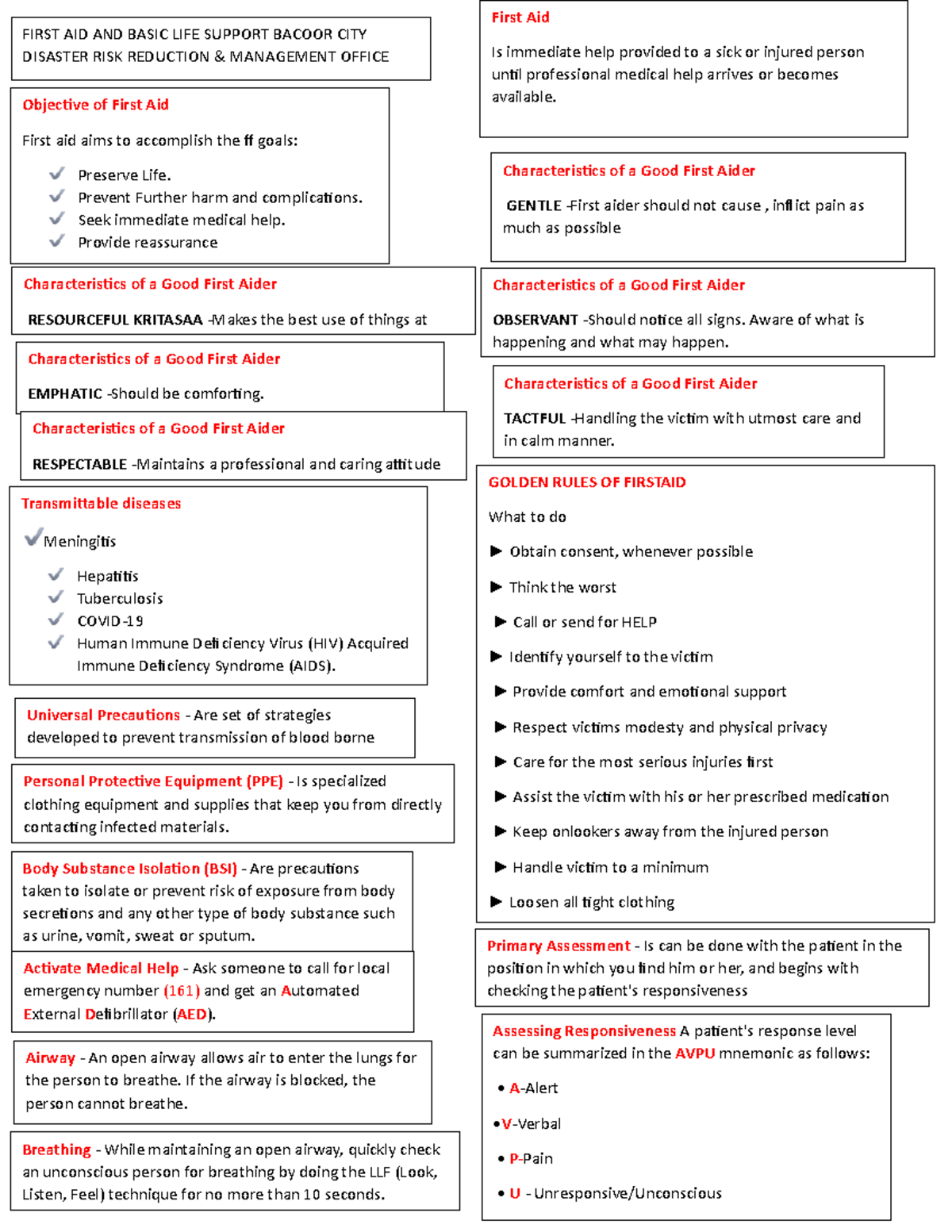 Book - /// - FIRST AID AND BASIC LIFE SUPPORT BACOOR CITY DISASTER RISK ...