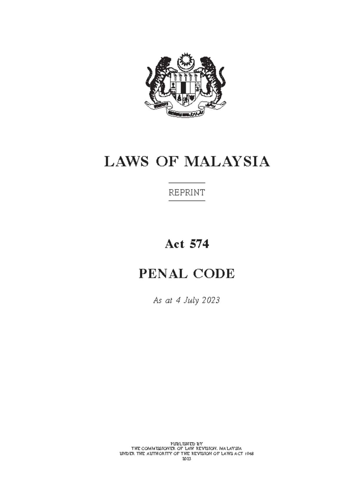 Charge Sheet Sample - Penal Code 1 Act 574 (Malaysia) - Studocu