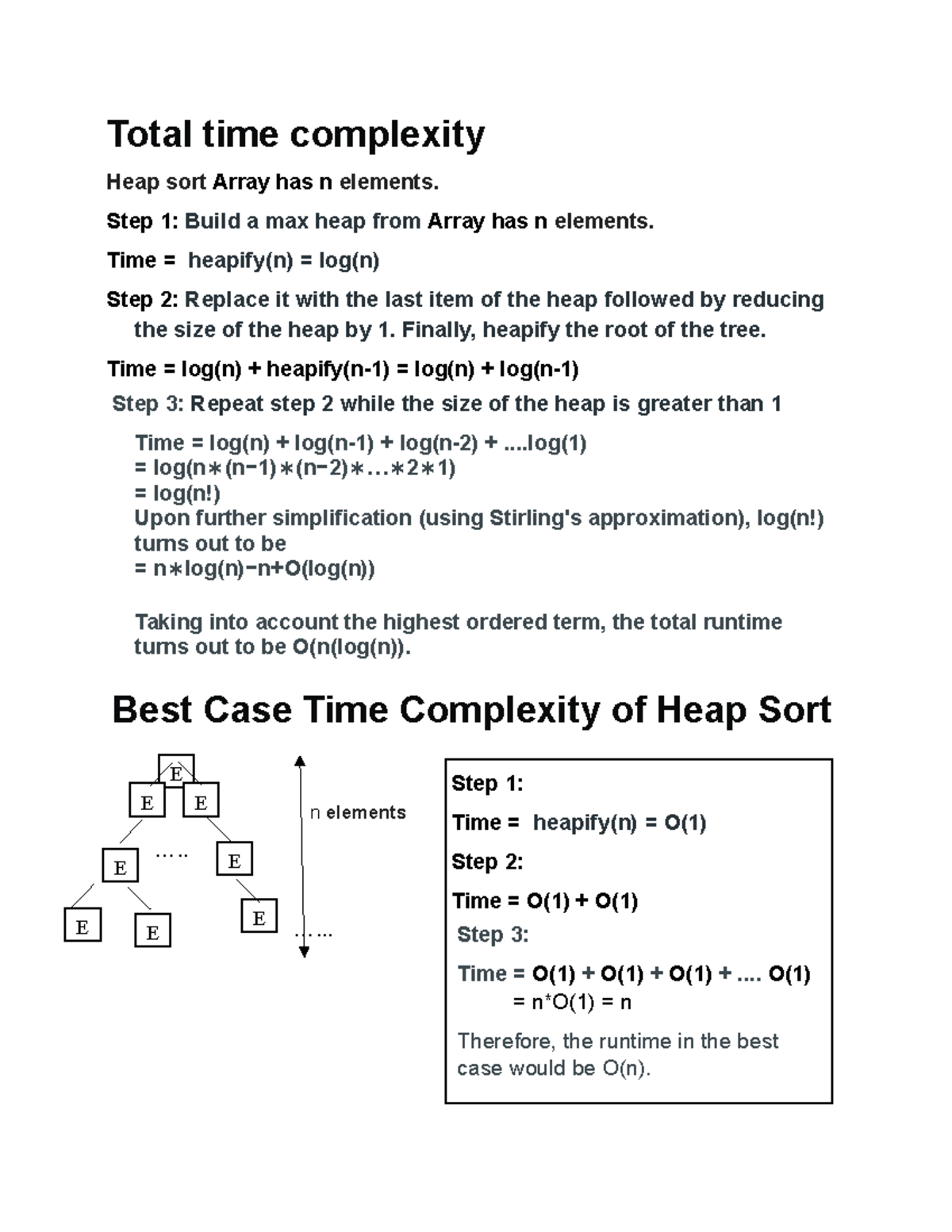 Heap Sort Time Complexity Analysis - CS101 Test Notes - Studocu