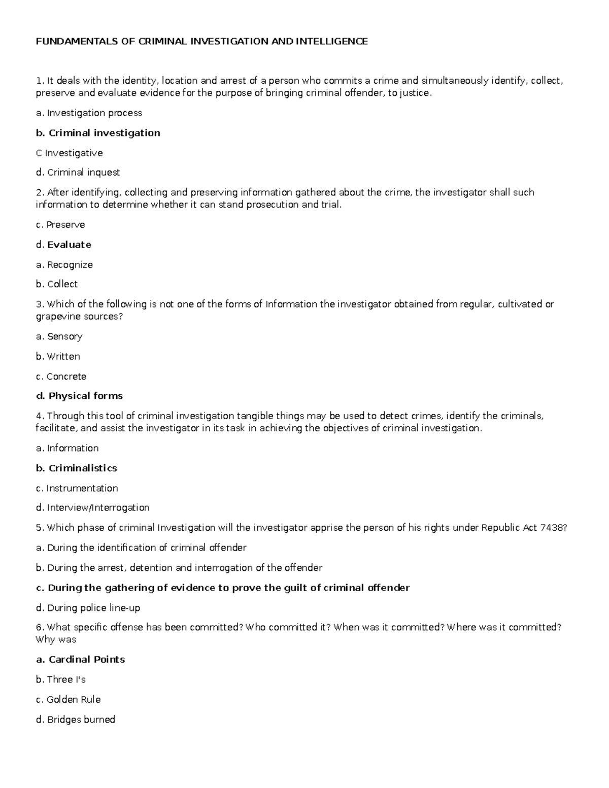 CDI 1 - Fundamentals of Criminal Investigation and Intelligence ...