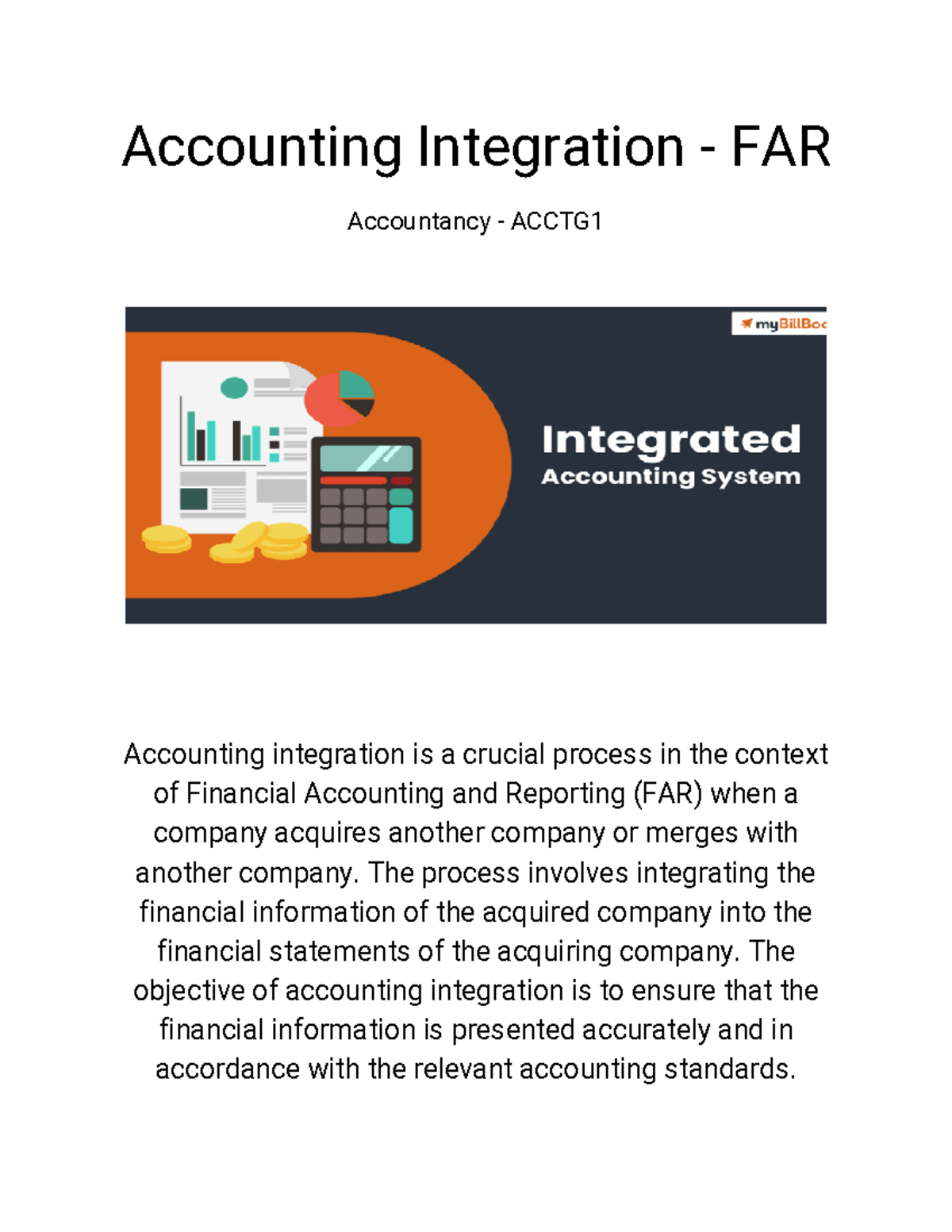 ACCTG1 Module 1 - Key Concepts in Accounting Integration - FAR - Studocu