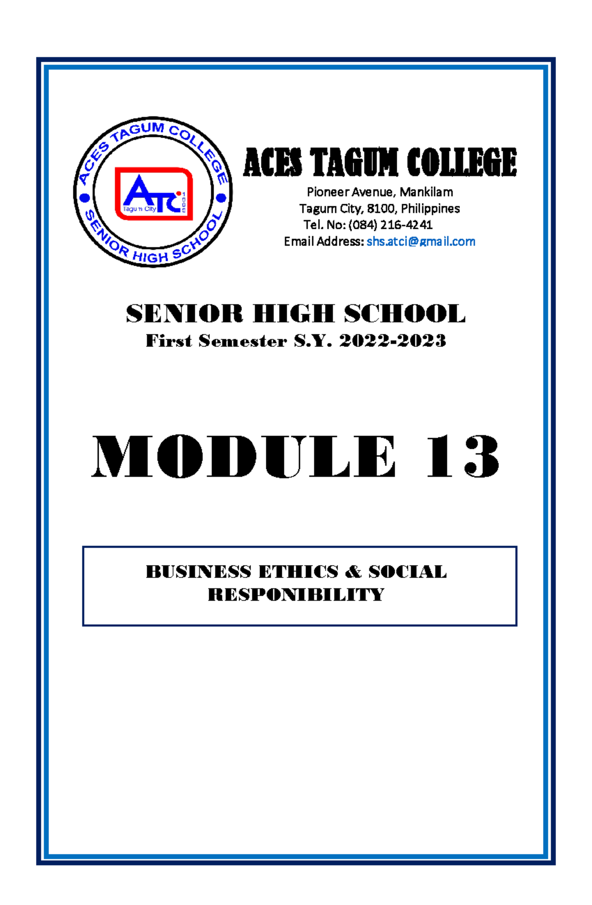 Business-Ethics-Social-Responsibility-lesson 13 - SENIOR HIGH SCHOOL ...