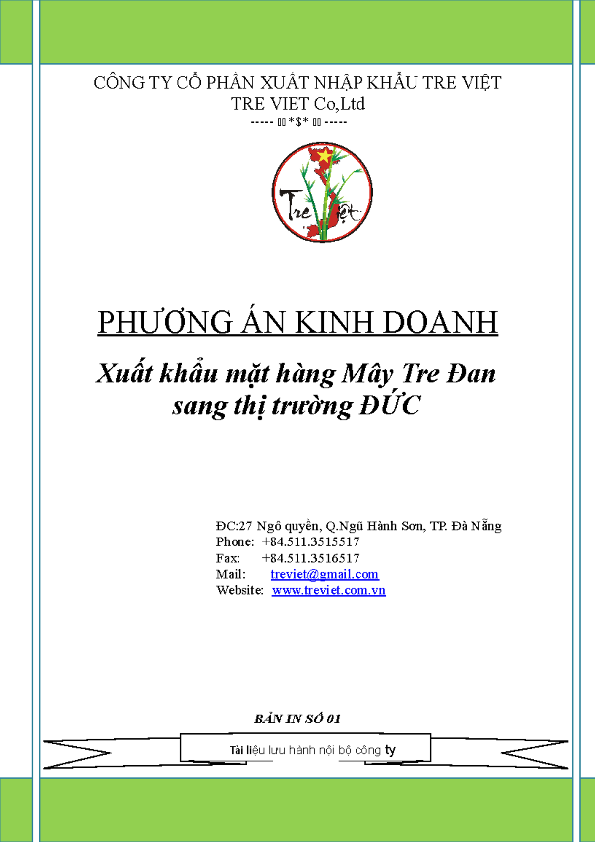 123doc phuong an kinh doanh xuat khau mat hang may tre dan sang thi truong duc doc - CÔNG TY CỔ ...