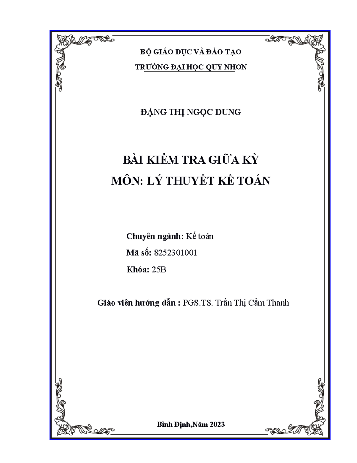 Bài giữa kỳ LTKT - Nguyên lý kế toán bài toán nhỏ - BỘ GIÁO DỤC VÀ ĐÀO ...
