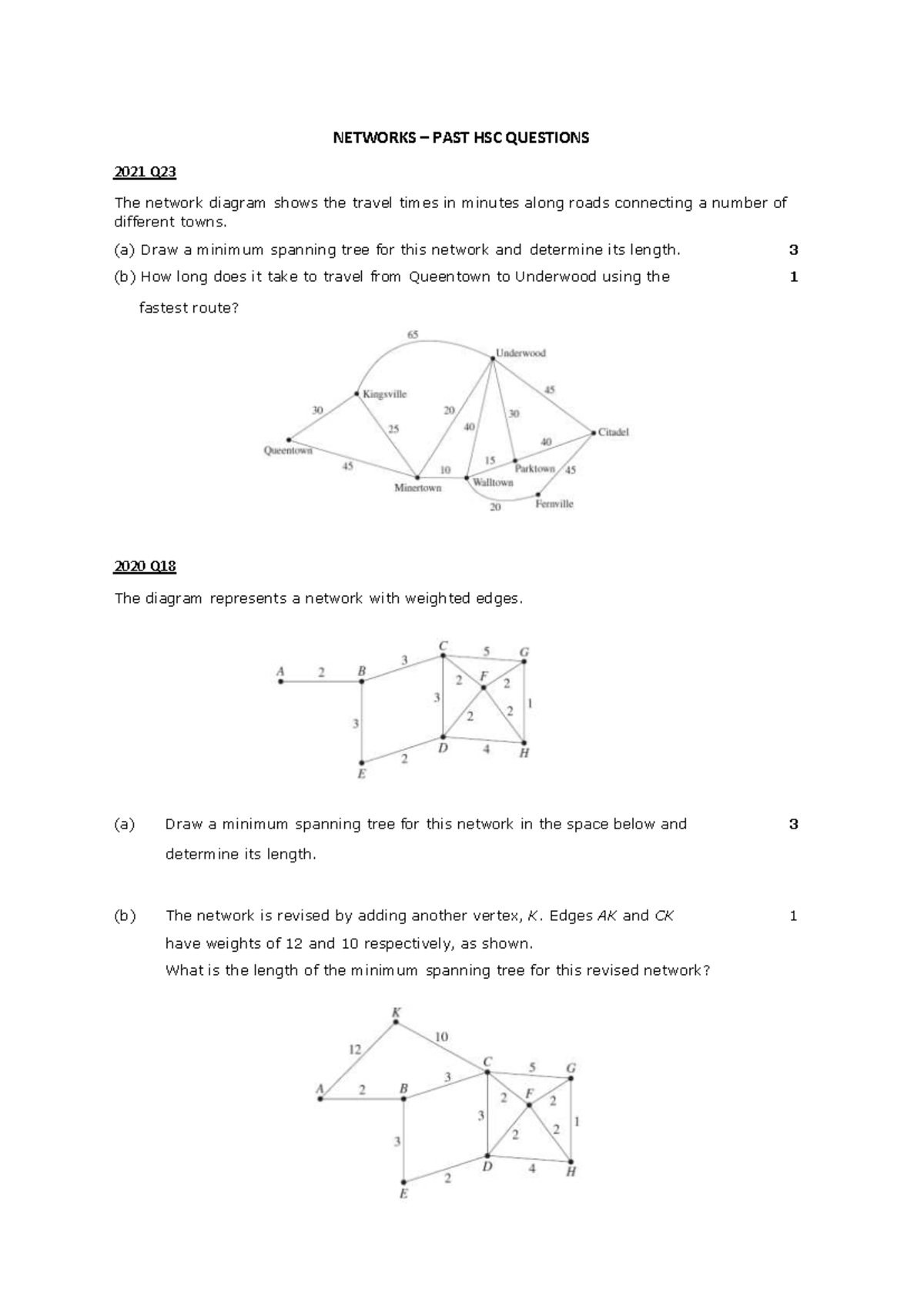 Past HSC Questions on Networks: Essential Guide for 2023 Exam - Studocu