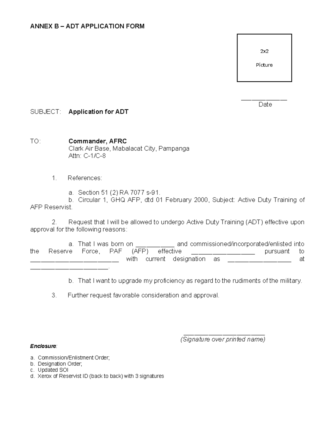 Application for ADT 2025 - Annex B Form Submission - Studocu