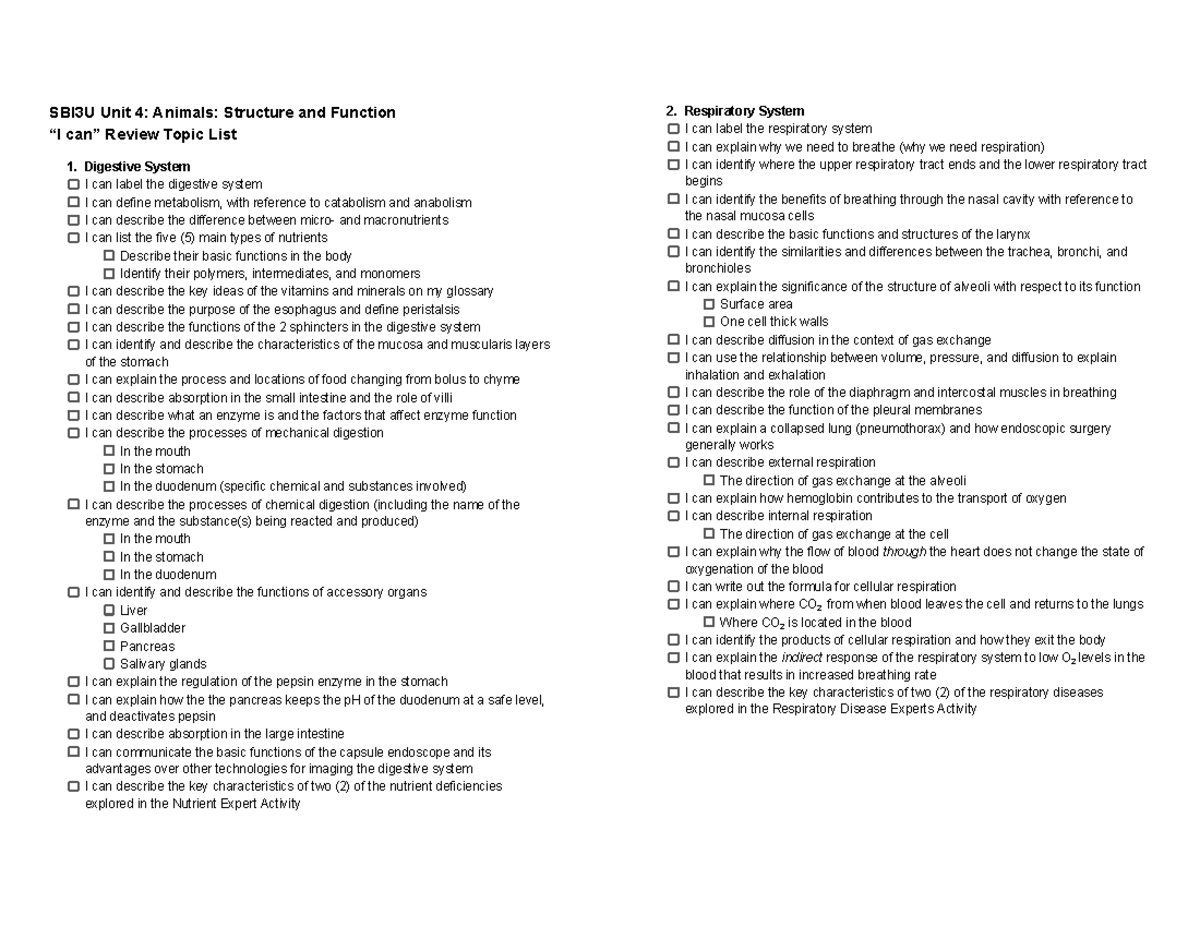 R0. I can... Success Criteria Checklist - Google Docs - SBI3U Unit 4 ...