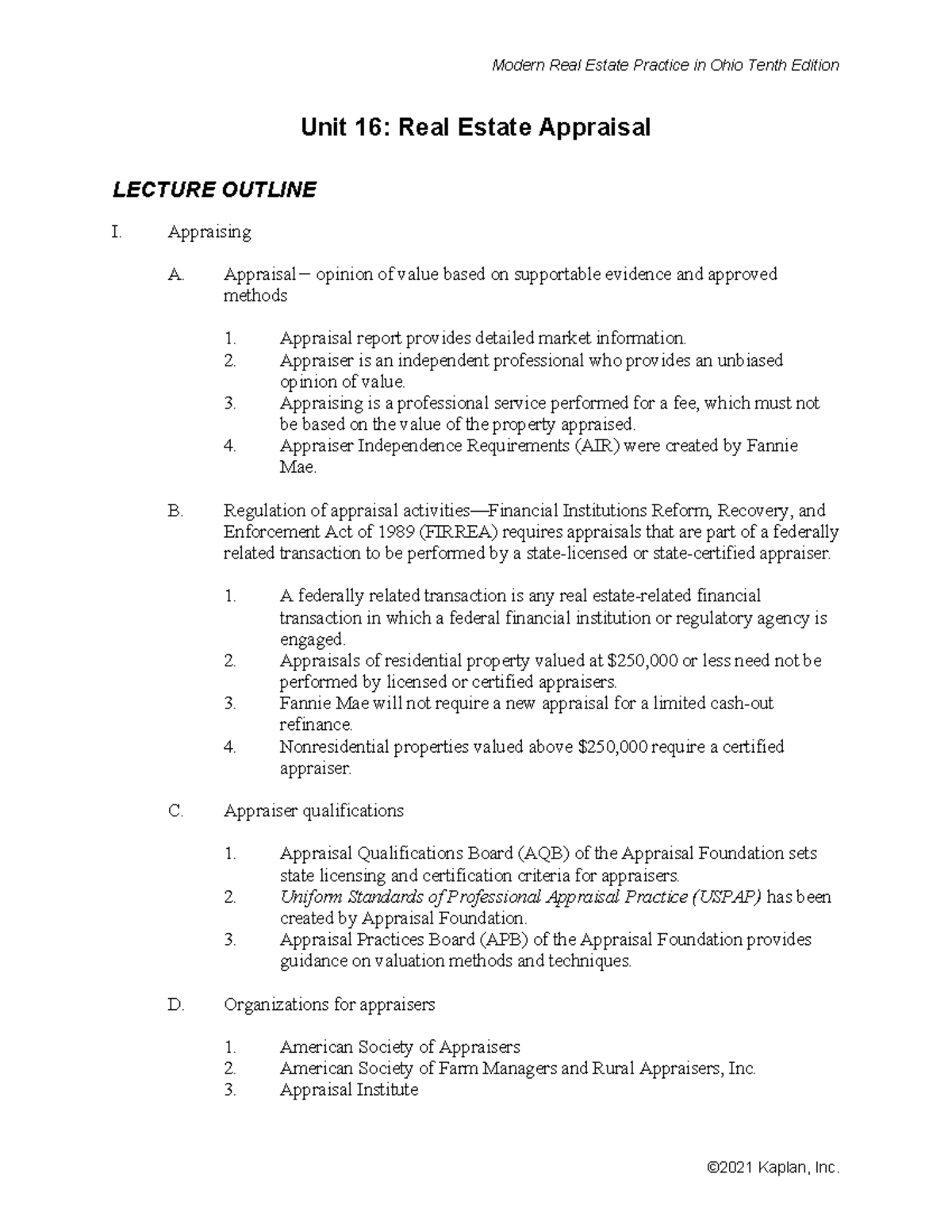 Real Estate Appraisal Process and Principles - MES72B3 Lecture Notes ...
