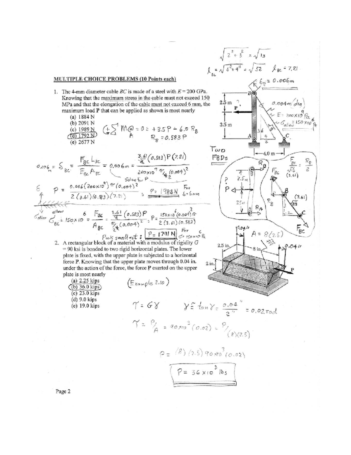 Test 1 Solutions - Practice Problems for Engineering Mechanics - Studocu
