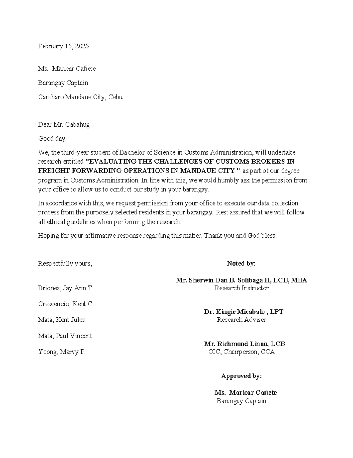 Transmittal-Letter-res2 - February 15, 2025 Ms. Maricar Cañete Barangay ...