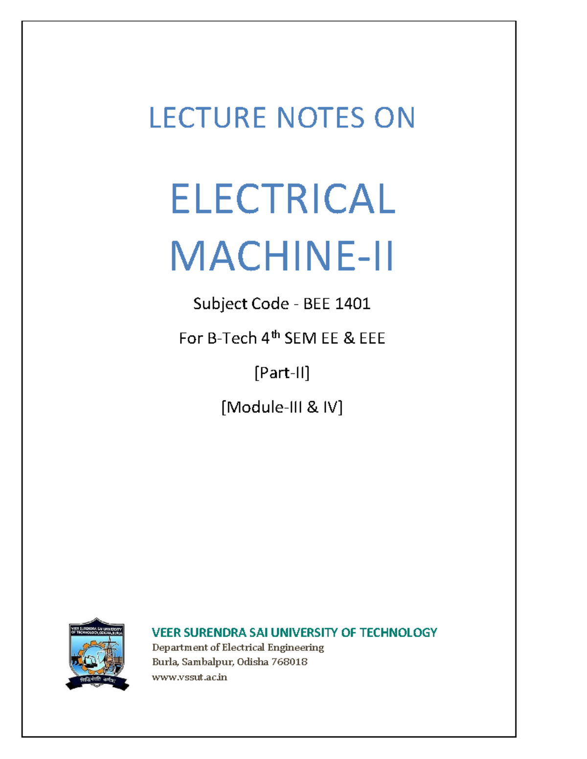 Induction motor - LECTURE NOTES ON ELECTRICAL MACHINE-II Subject Code ...
