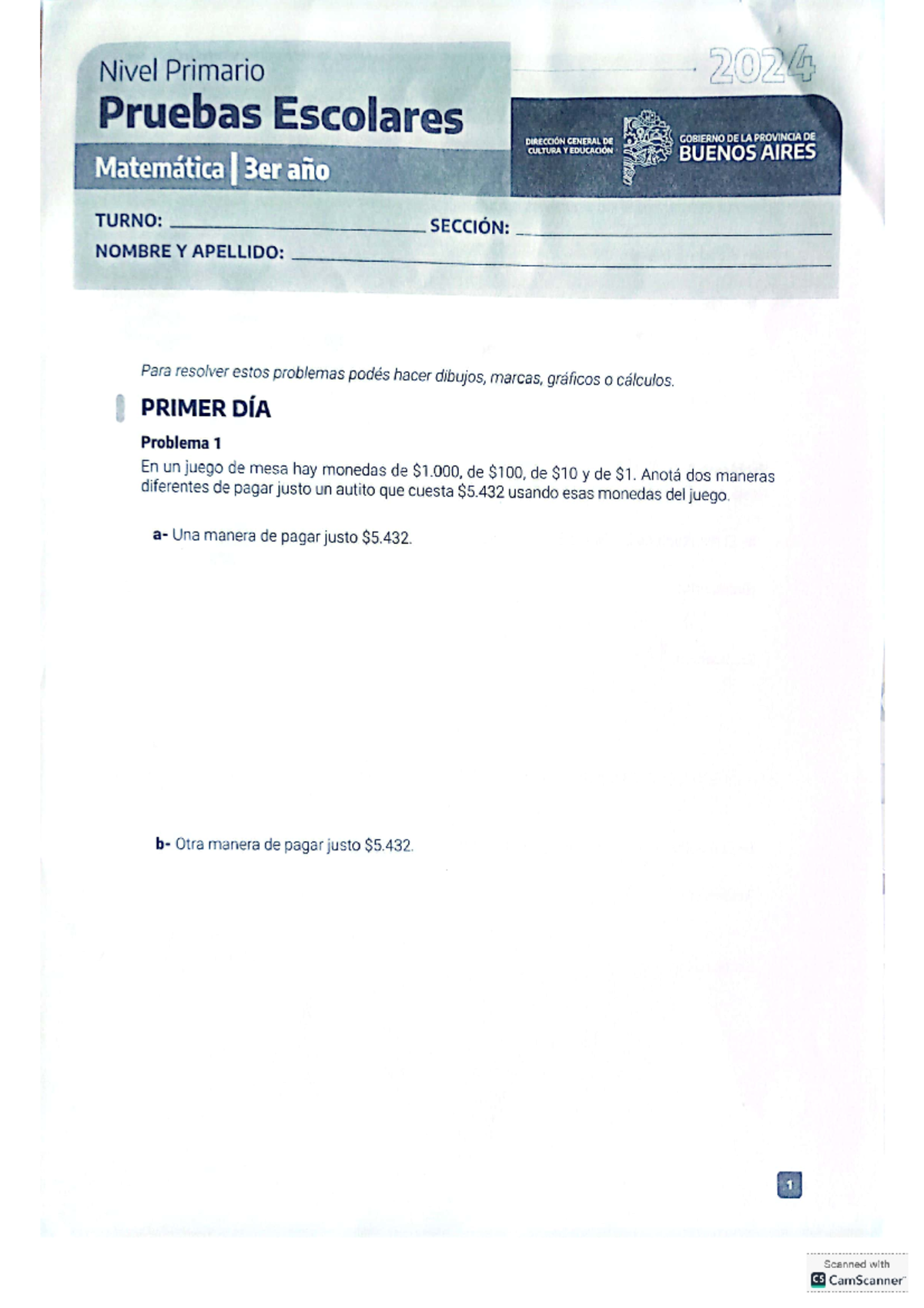 Pruebas Matemáticas 3er Grado - Nivel Primario 2024 - Studocu