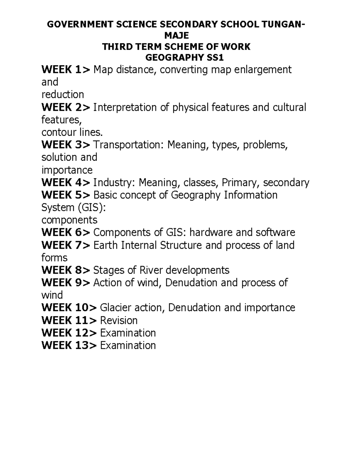 Geography E-Notes for SS1 (3rd Term) - Comprehensive Study Guide - Studocu