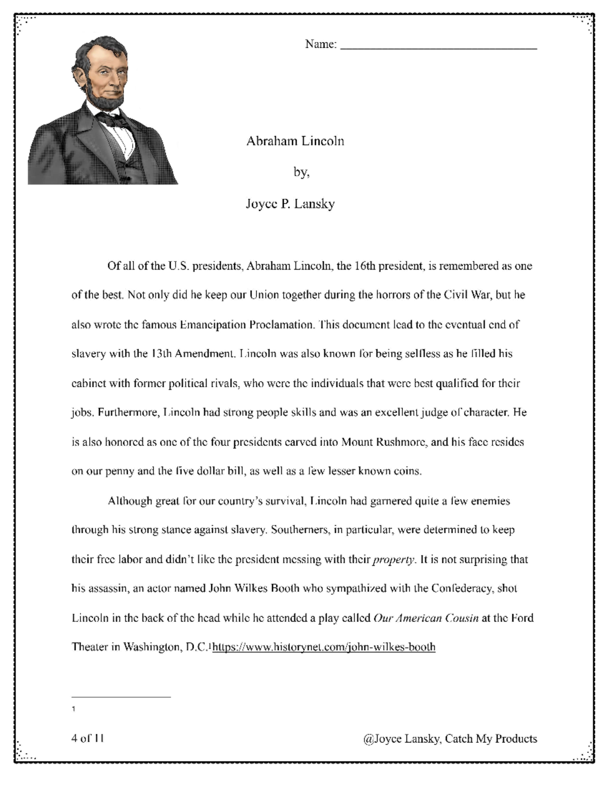 U.S. History Lesson Plans: Spotlight on Abraham Lincoln (Days 1 & 2 ...