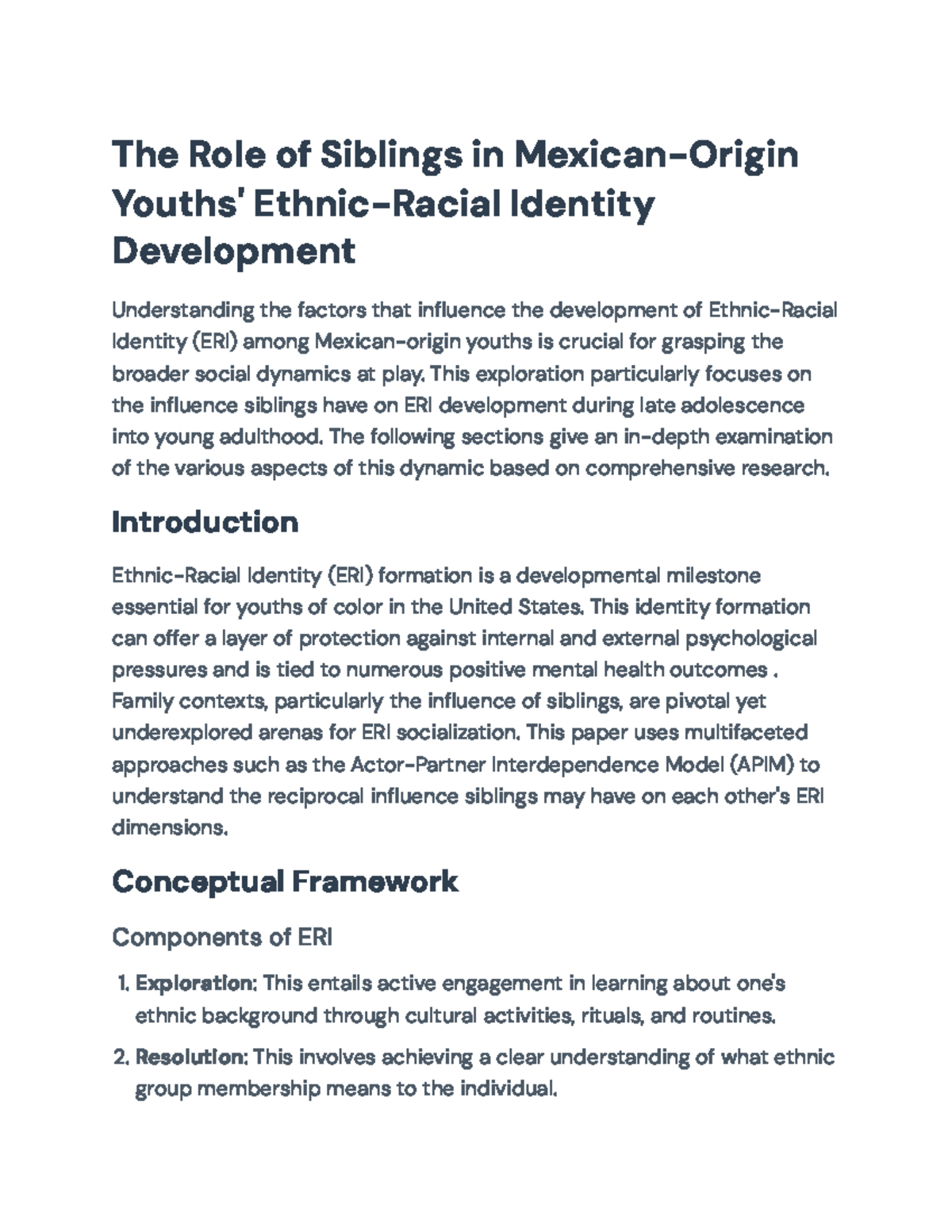 The Role of Siblings in Ethnic-Racial Identity Development (PSY 202 ...