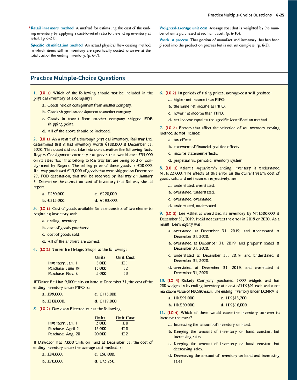 [NLKT MCQs] Chap 6 - Inventory Costing Methods Practice Questions - Studocu