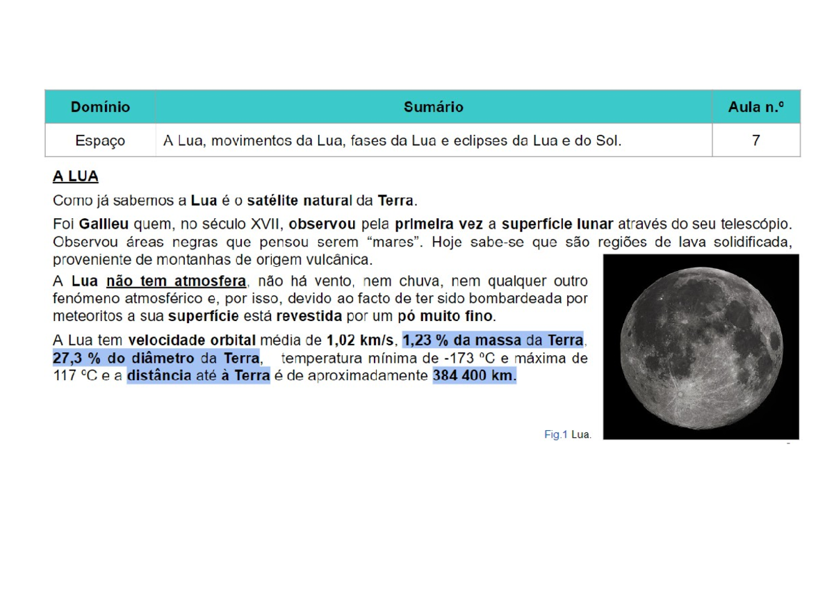 Aula 7: Movimentos e Fases da Lua e Eclipses - Resumo - Studocu
