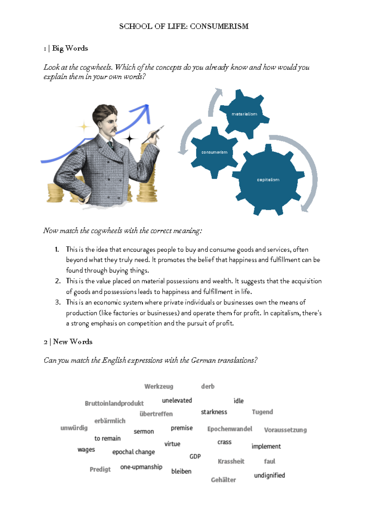 School Of Life Consumerism Worksheet - SCHOOL OF LIFE: CONSUMERISM 1 ...