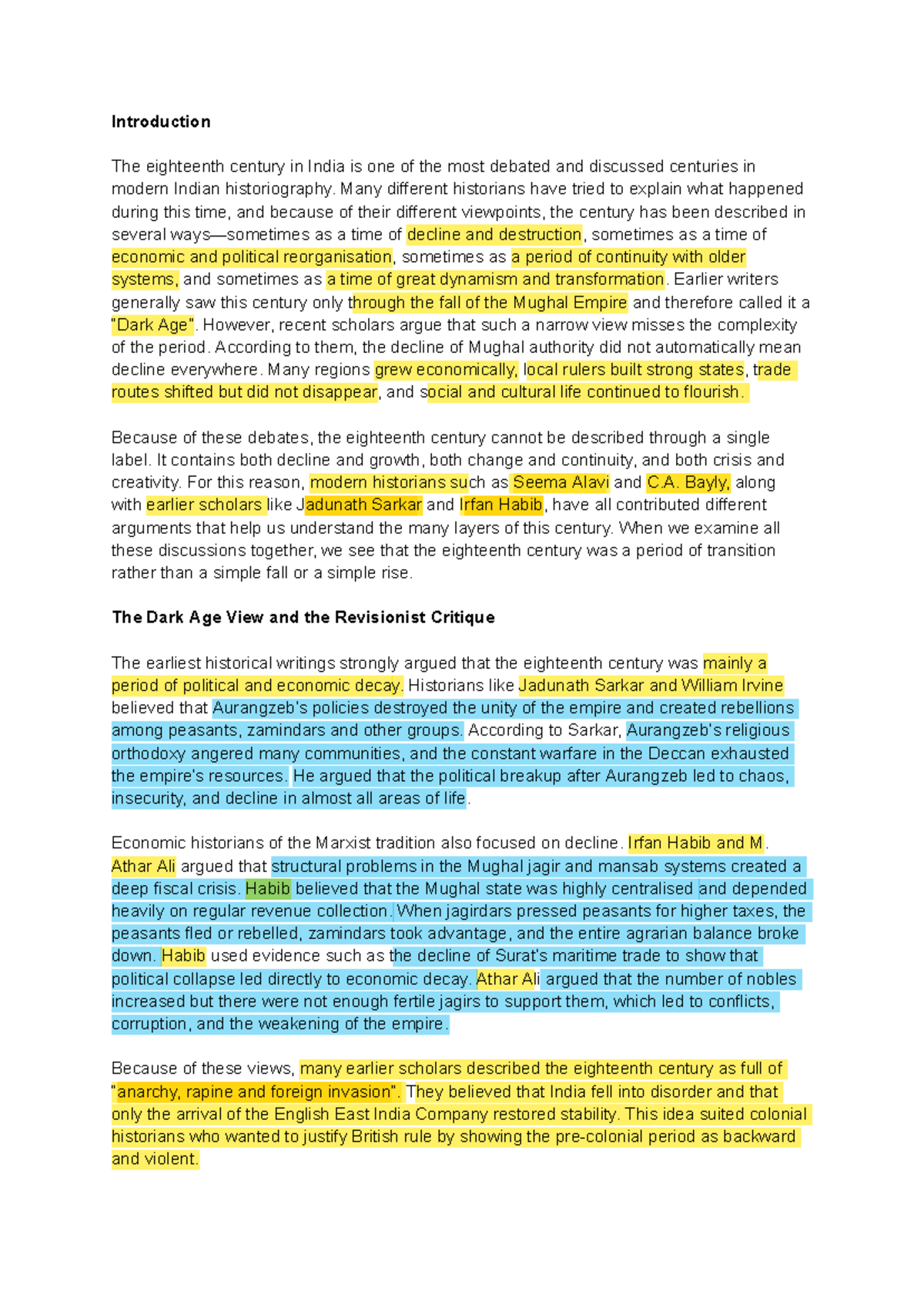 18th Century India: Debates on Decline and Growth - Studocu