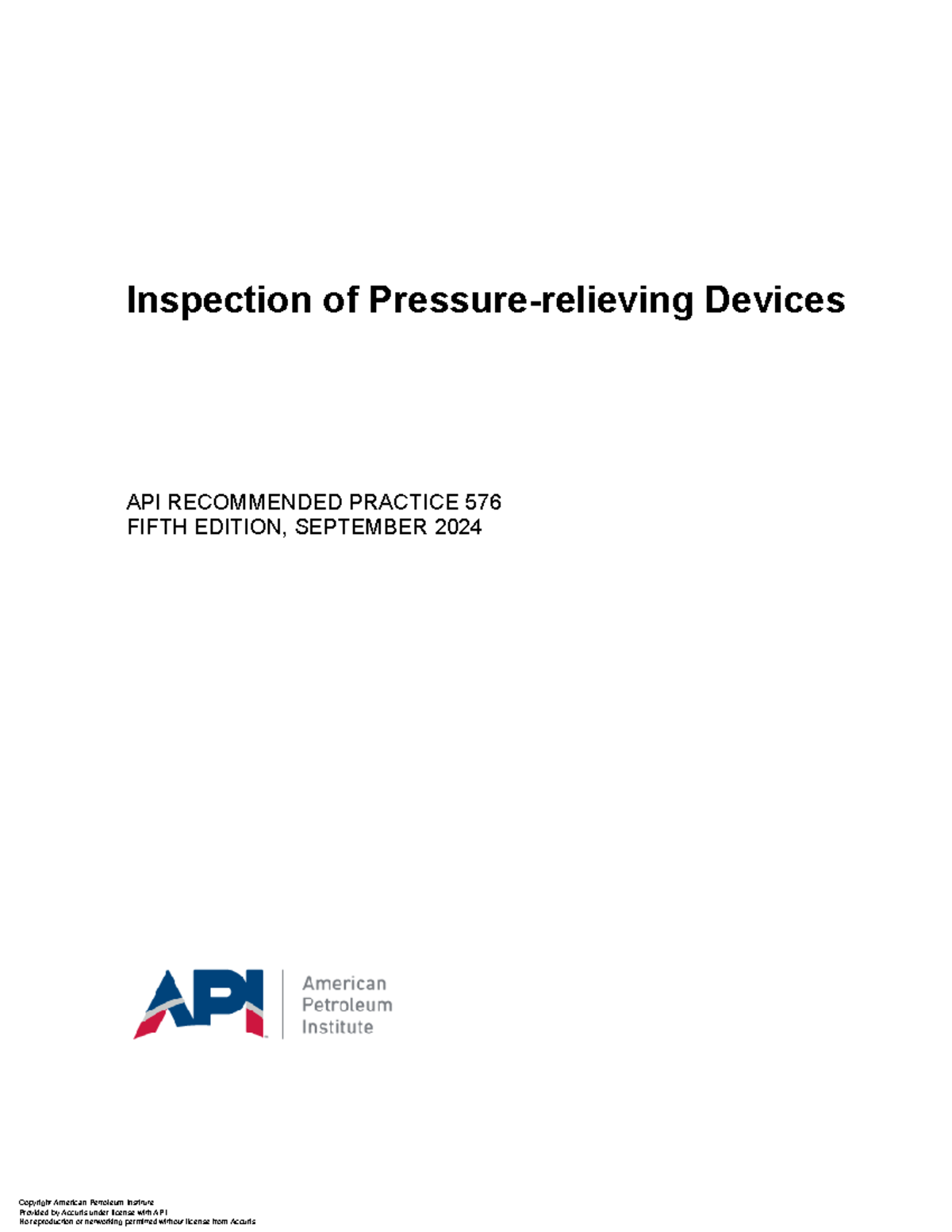 API 576 2024 - Inspection of Pressure-relieving Devices Details - Studocu
