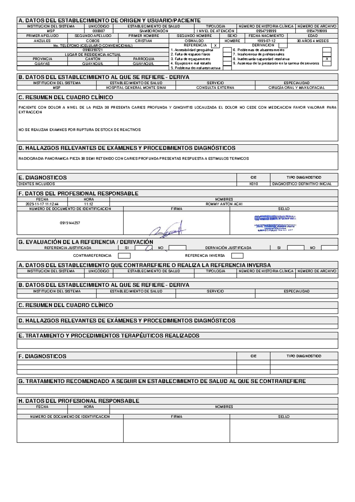 Formulario 053 - Datos de Referencia y Derivación en Salud - Studocu