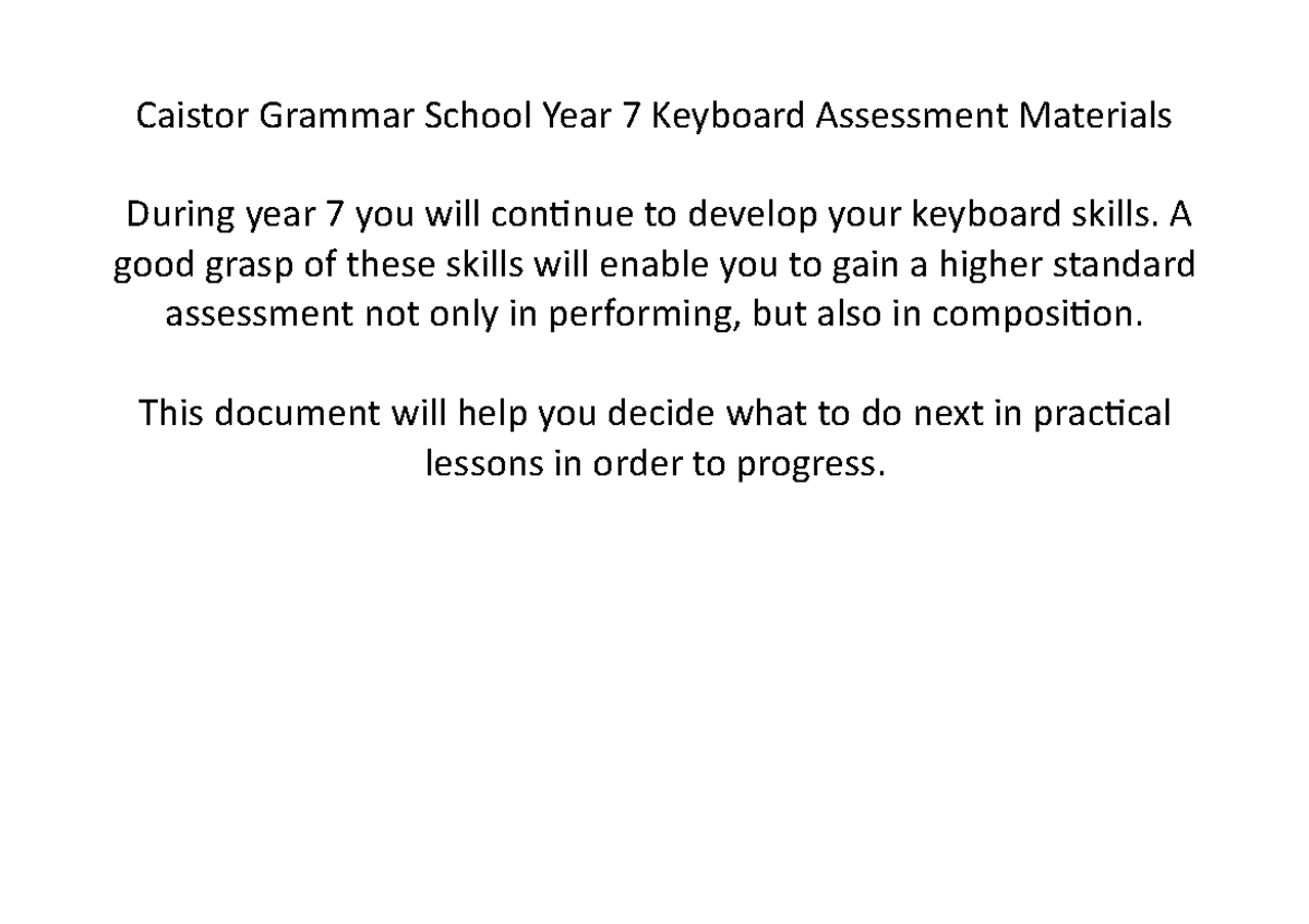 Year 7 Keyboard Skills Assessment and Practice Guide - Studocu