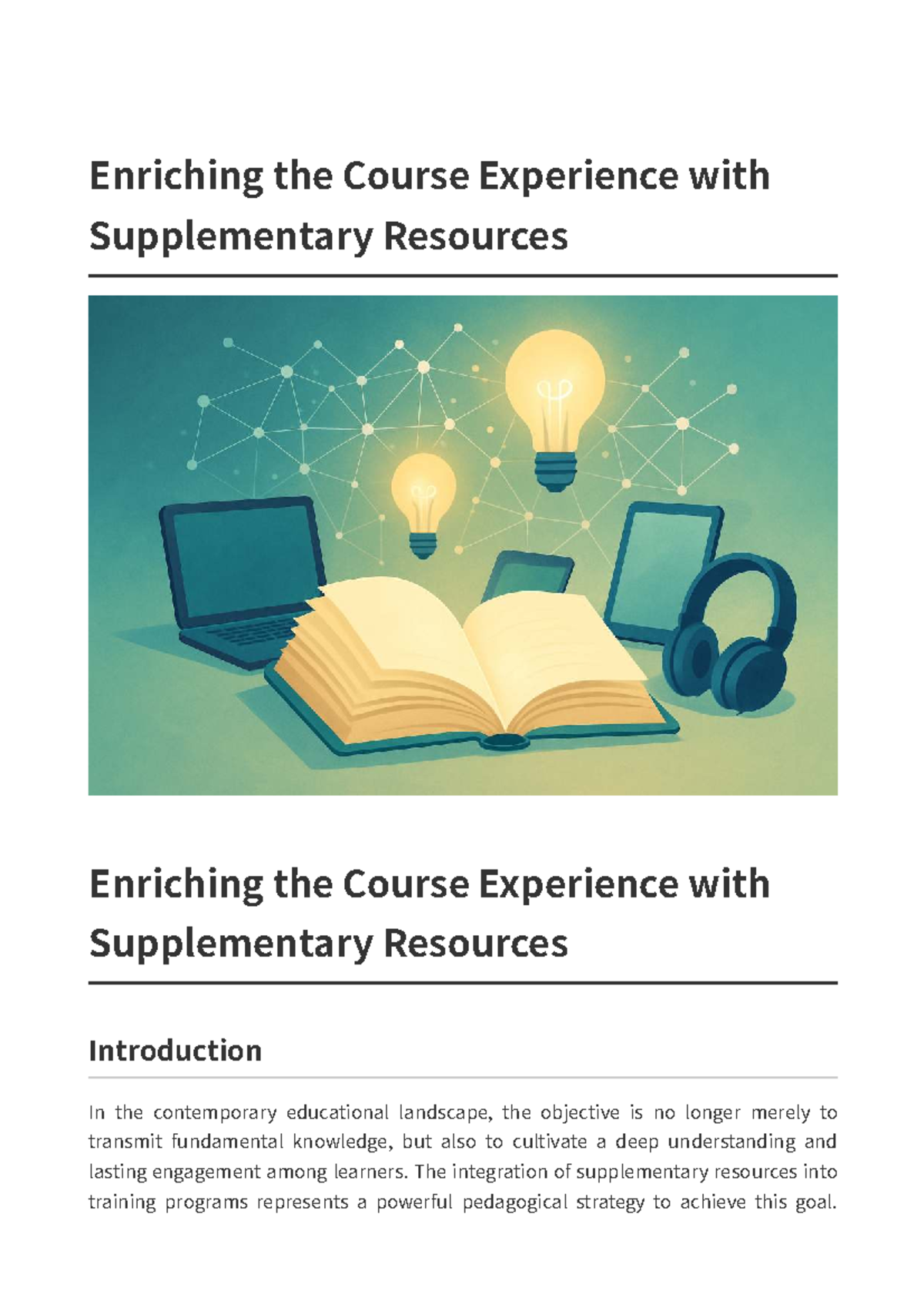 Enhancing Course Engagement: Supplementary Resources Overview - Studocu