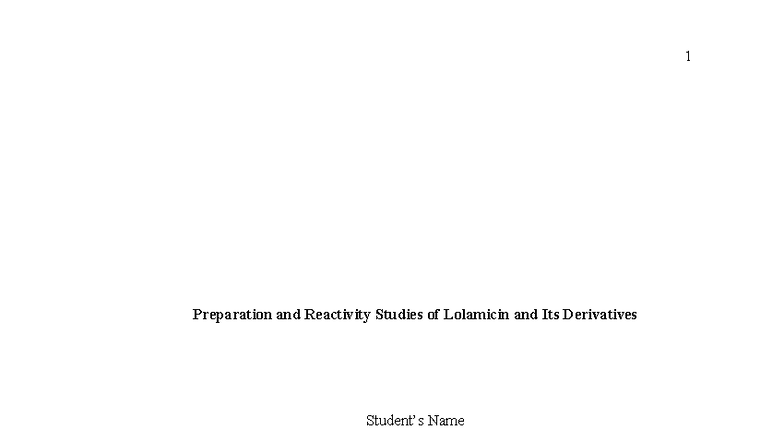 Preparation and Reactivity Studies of Lolamicin (CHEM 101) - Studocu