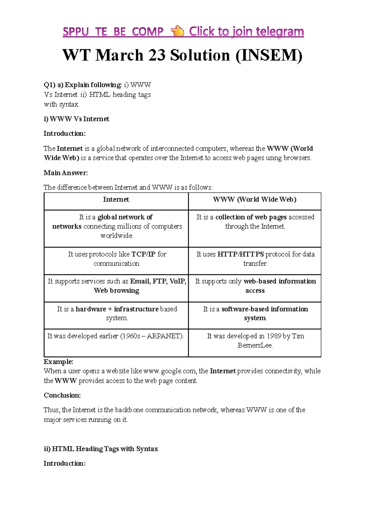 SPPU_TE_BE_COMP WT March 23 Insem Solutions: Web Technologies Overview ...