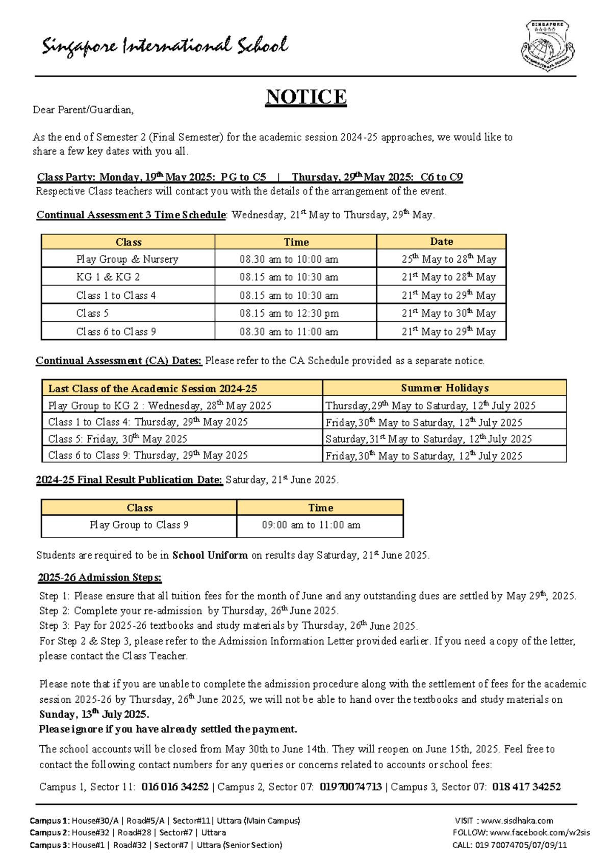End of Semester 2 Notice for PG to C9 - 2025 - Studocu