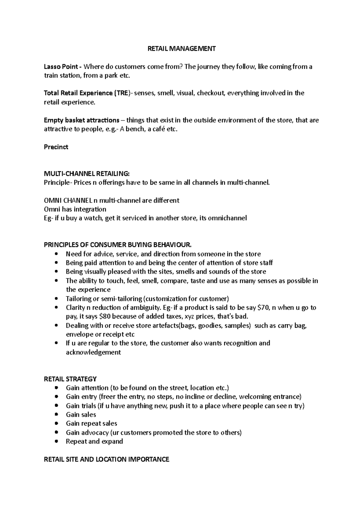 Retail Management - RM Notes on Multi-Channel Strategies & Consumer ...