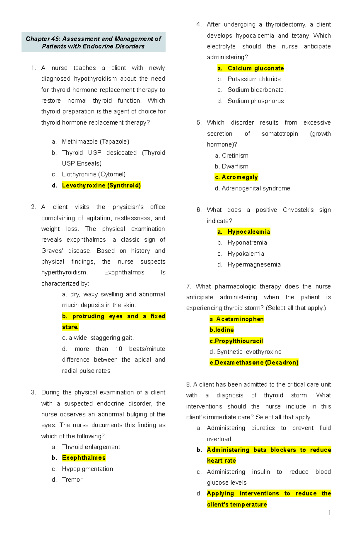 MS - Midterm - Guide for Endocrine Disorders and Diabetes Management ...