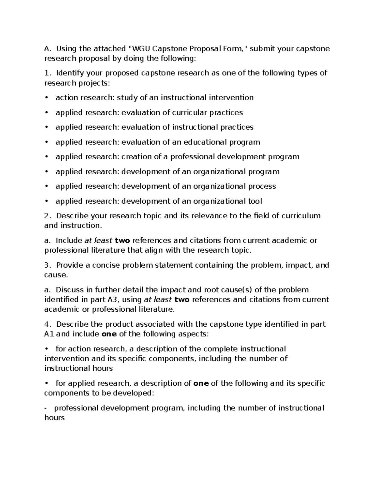 D181 Capstone Proposal: Research Project Overview and Guidelines - Studocu