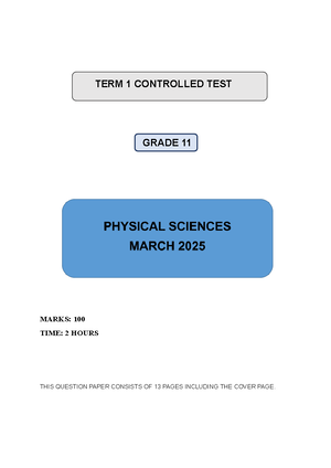 [Solved] What are the topics for physical Sciences grade 11 2025 term 1 ...